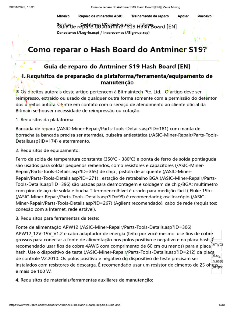 Guia de Reparo Do Antminer S19 Hash Board (En) - Zeus Mining | PDF | Placa de circuito impresso ...