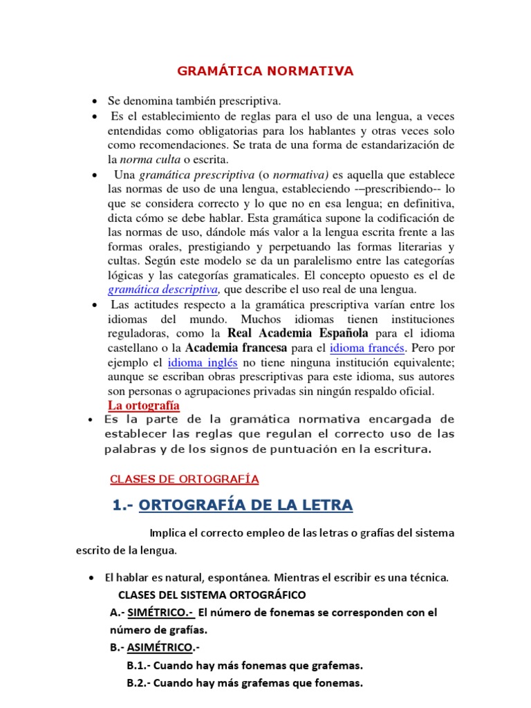 Gramática Normativa y Ortografía | PDF | Gramática | Sílaba