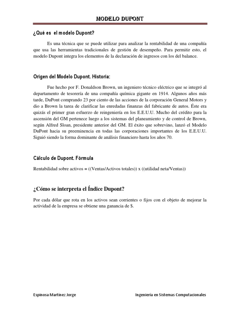 Análisis del Modelo Dupont | PDF