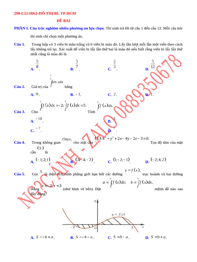 298 L12 HK2 Hồ Thị Bi TP HCM | PDF