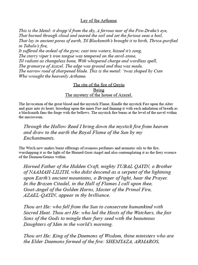 The Rite of The Fire of Qayin | PDF