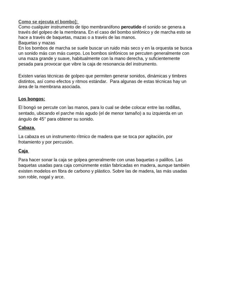 Como Se Ejecuta El Bombo | PDF
