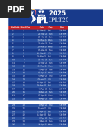 TATA IPL 2025 - Match Schedule | PDF | Sports | Cricket Competitions