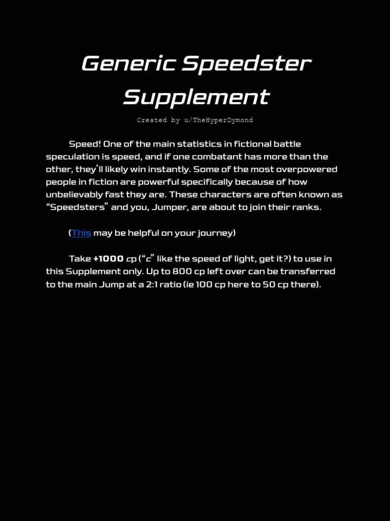 Speedster Abilities Overview | PDF | Speed Of Light | Lightning