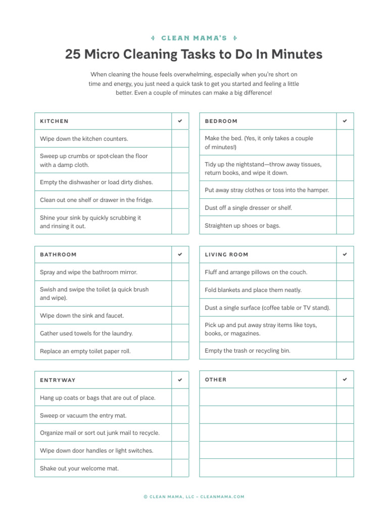 25 Quick Micro Cleaning Tasks | PDF | Home