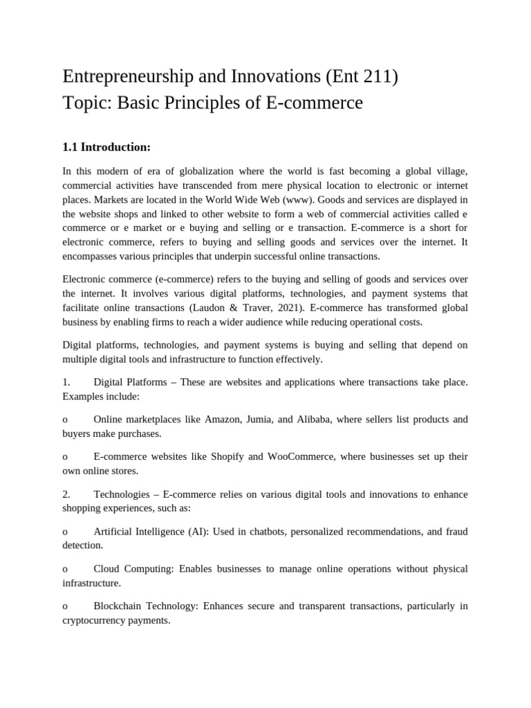 Lecture 12. Basic Principles of E-Commerce - 033137 | PDF | E Commerce ...