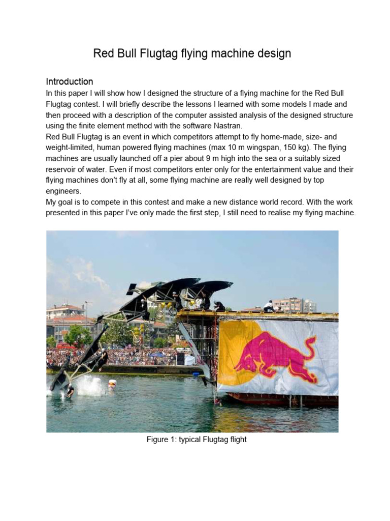 Red Bull Flugtag Flying Machine Design | PDF | Lift (Force) | Aerodynamics