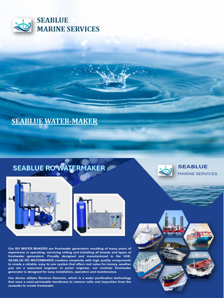 Seablue Watermaker Brochure | PDF | Osmosis | Membrane Technology
