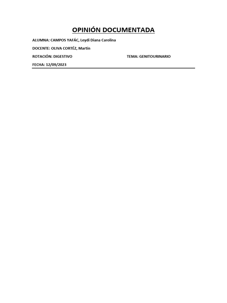 OD3 - OPINIÓN DOCUMENTADA - CAMPOS YAFÁC, Leydi Diana Carolina | PDF | Sistema urinario ...