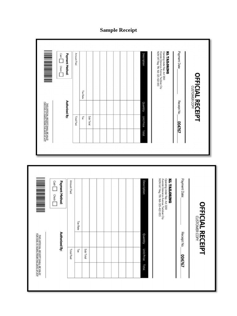 SAMPLE Receipt | PDF