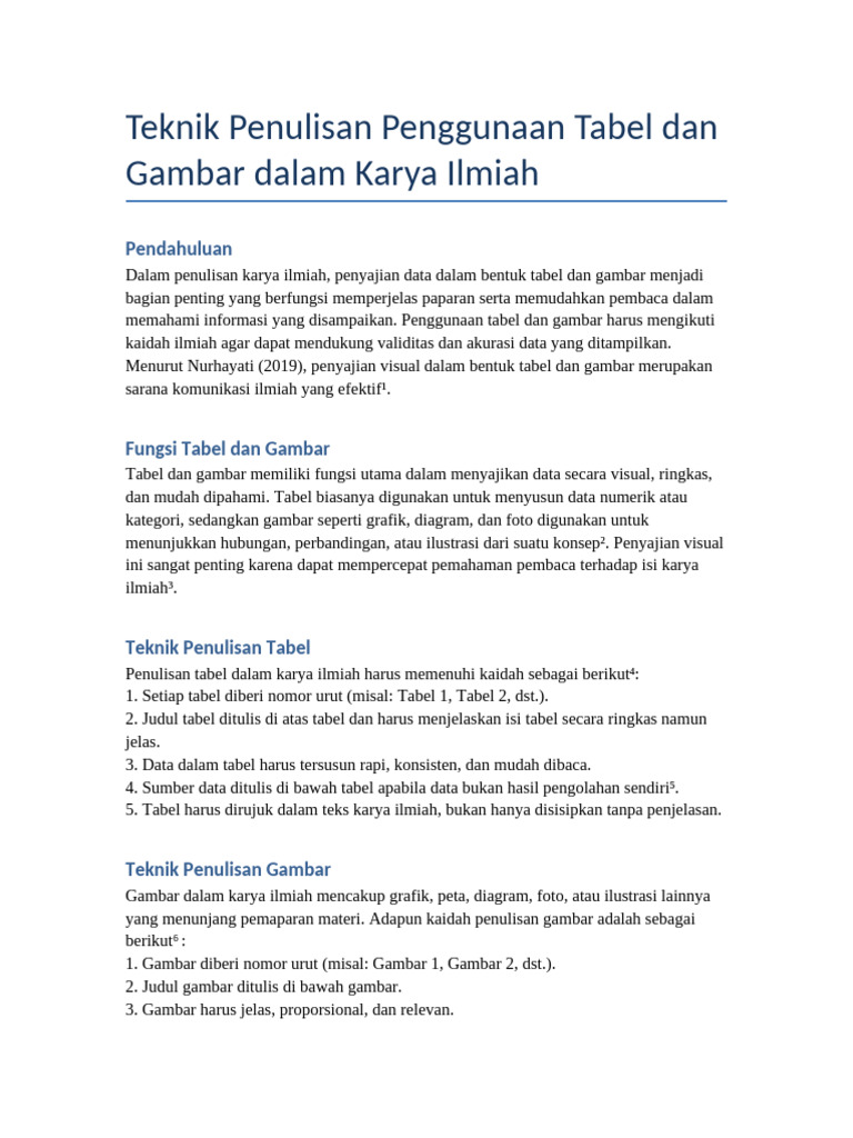 Teknik Penulisan Tabel dan Gambar Ilmiah | PDF