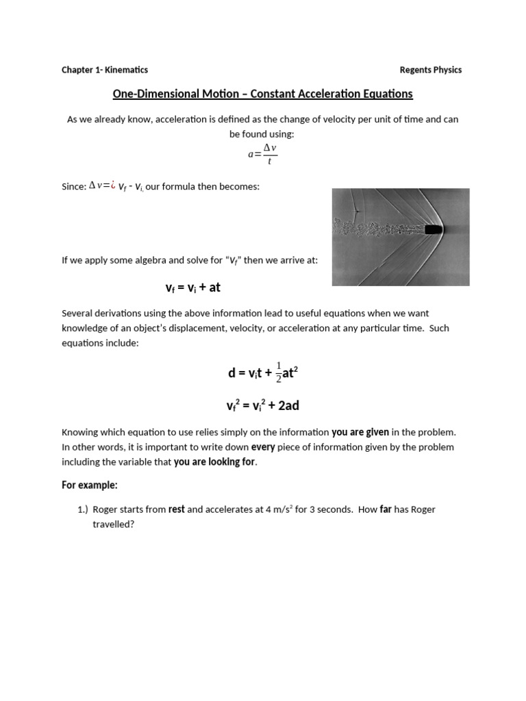 Kinematics Notes 5 - Constant Acceleration | PDF