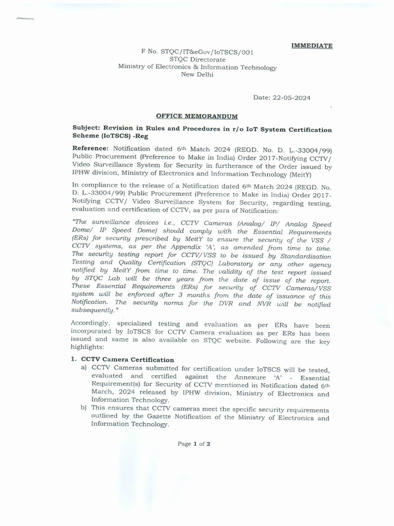 CCTV STQC MANDATORY | PDF