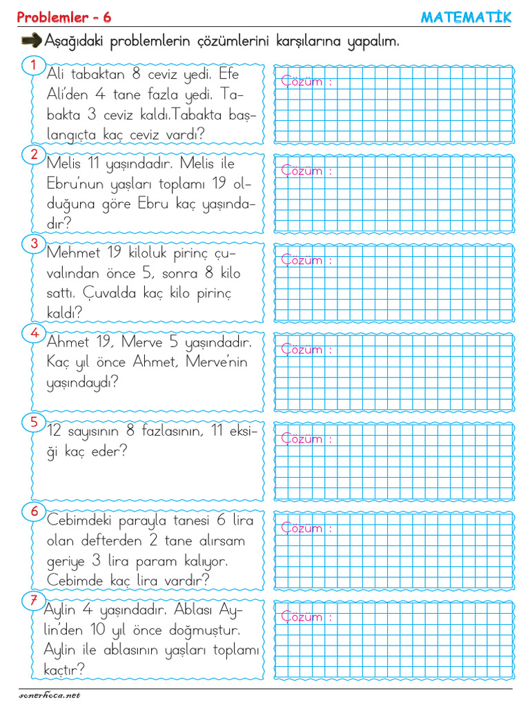 Sınıf 2 Işlemli Problemler | PDF