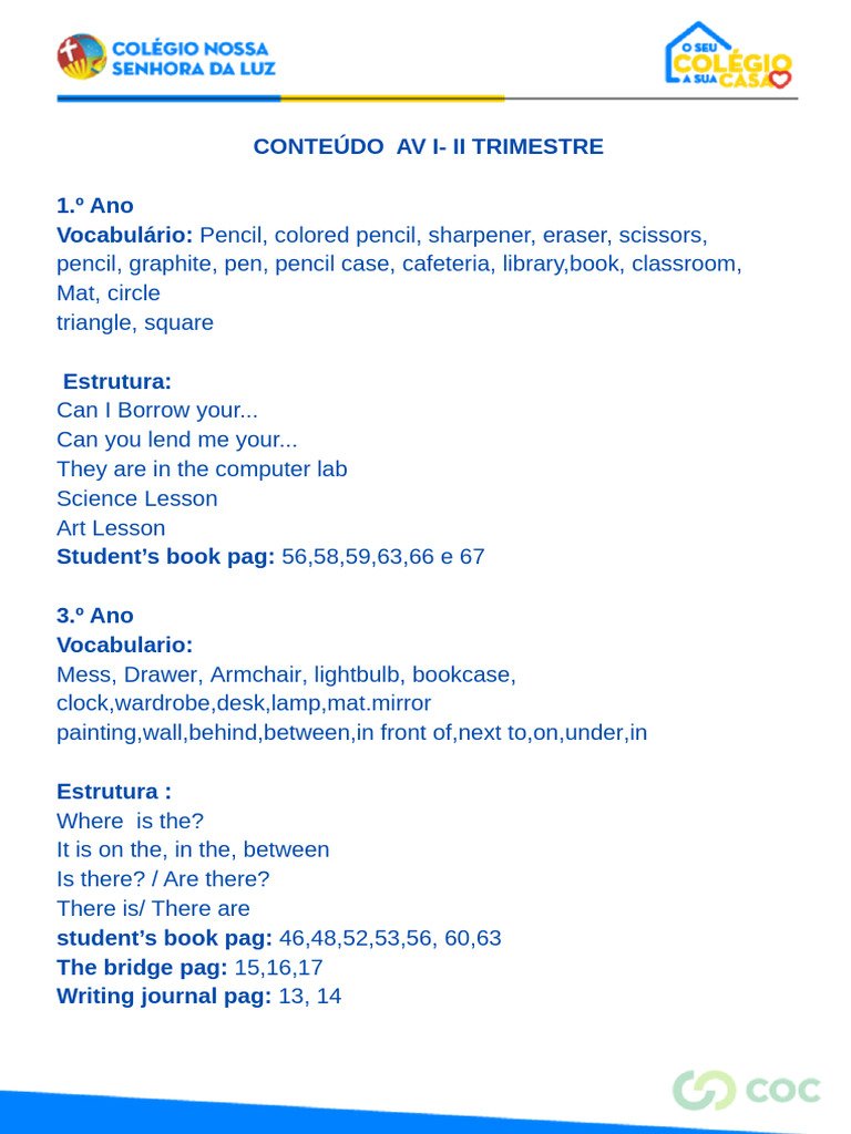 CONTEUDO DE PROVA AV1 3TRIM | PDF