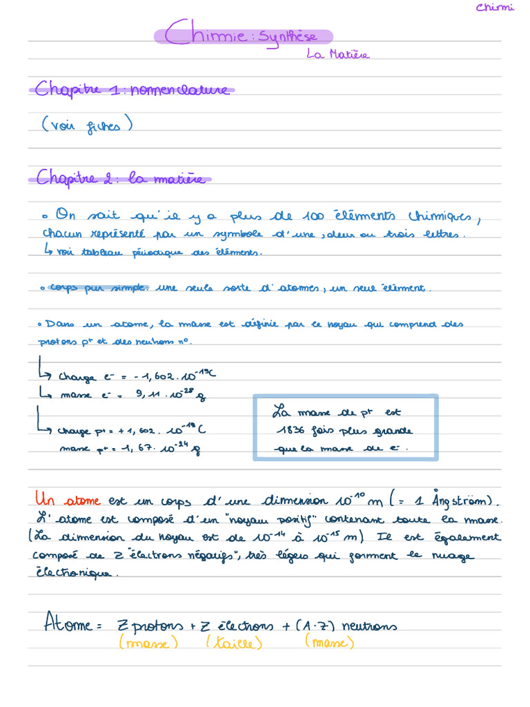Synthèse Chimie Chap2 | PDF