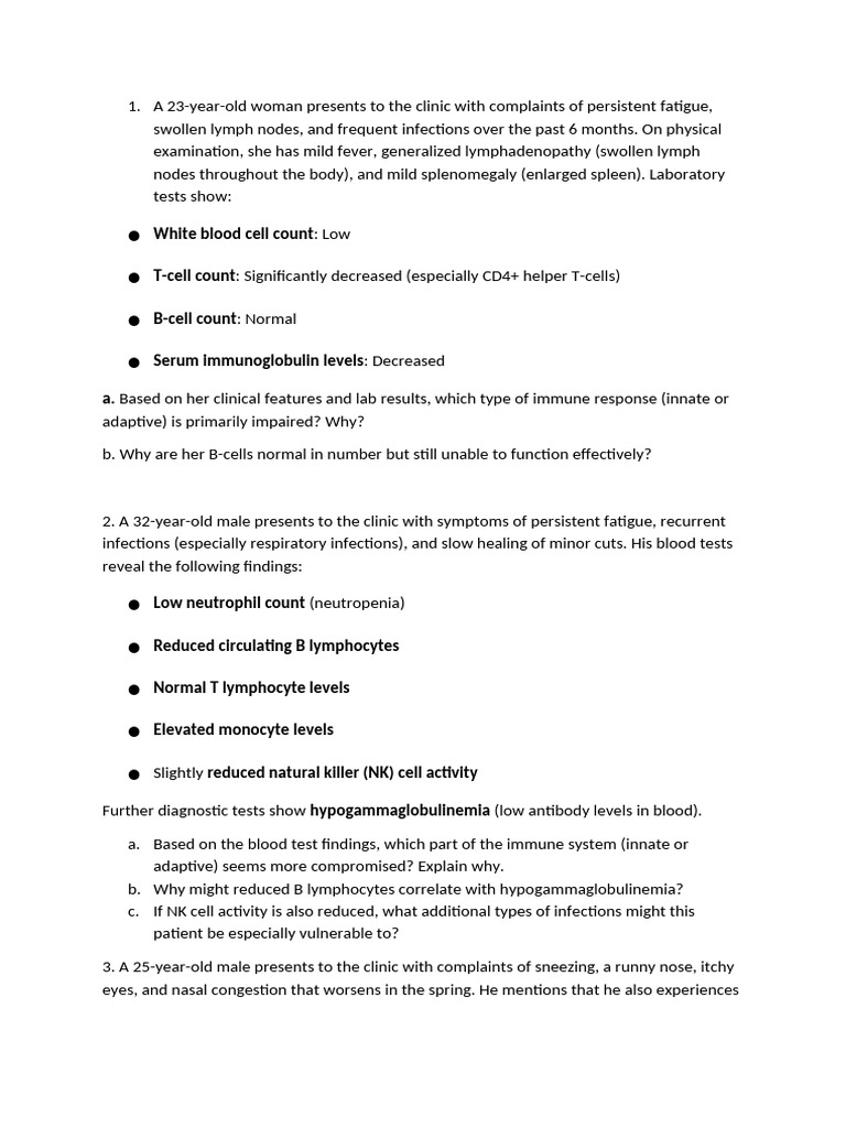 Immunology Case Studies Overview | PDF | Allergy | Lymphocyte
