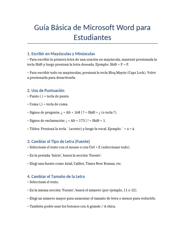 Guía de Microsoft Word para Estudiantes | PDF