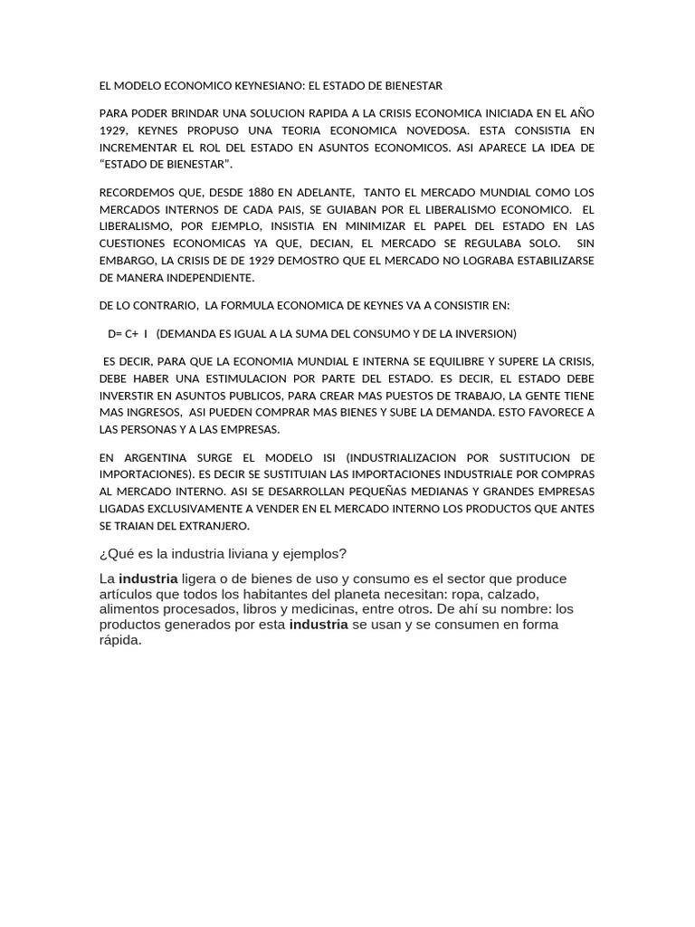 El Modelo Economico Keynesiano | PDF