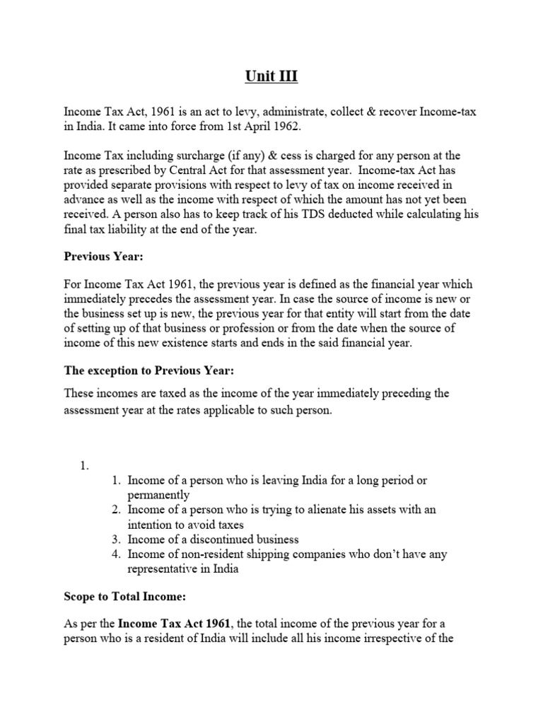 Overview of Income Tax Act 1961 | PDF | Taxes | Tax Deduction
