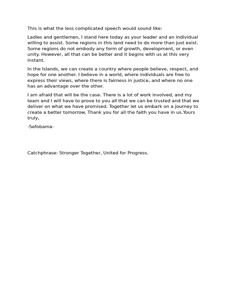Inspiring Speech for Unity and Progress | PDF