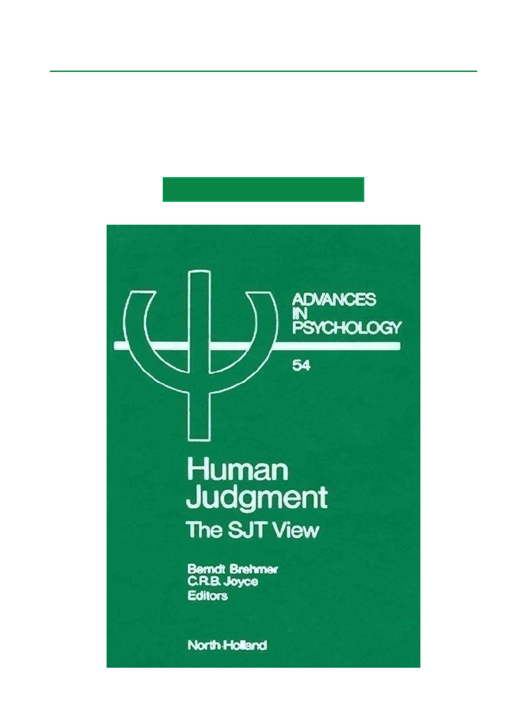 Etextbook Human Judgment The SJT View Full Download | PDF