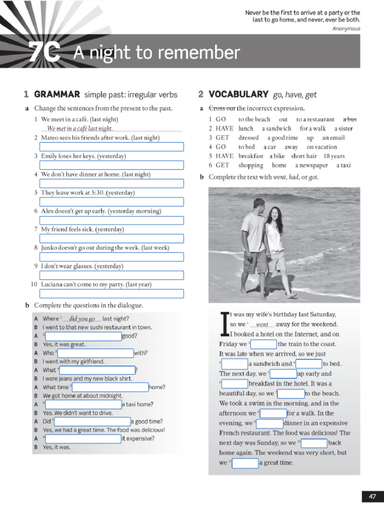 AEF WB Simple Past - Irrddegular Verbs | PDF