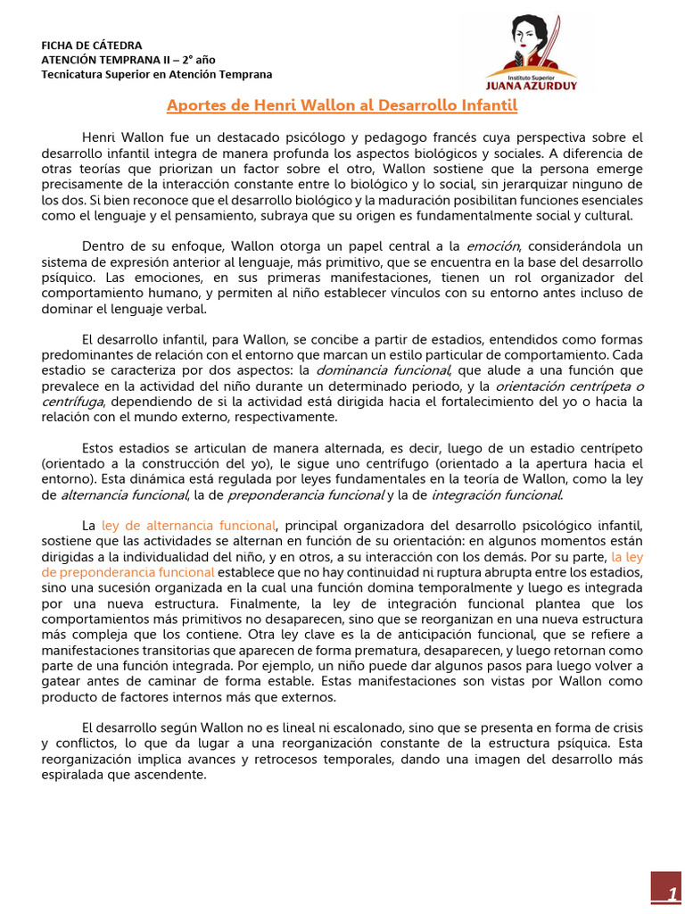 Aportes de Wallon al Desarrollo Infantil | PDF | Las emociones ...