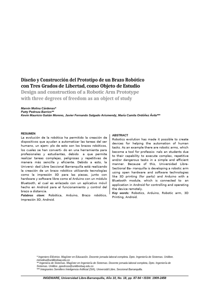 INFORME BRAZO ROBOTICO | PDF | Arduino | Android (sistema operativo)