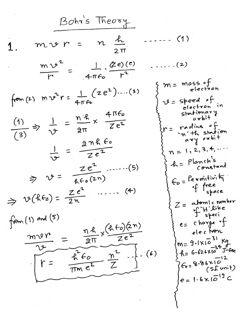 Bohr's Theory | PDF