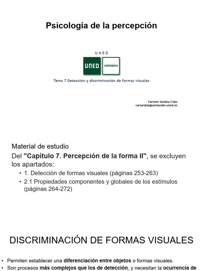 TEMA 7 Percepción de La Forma II | PDF | Percepción | Atención