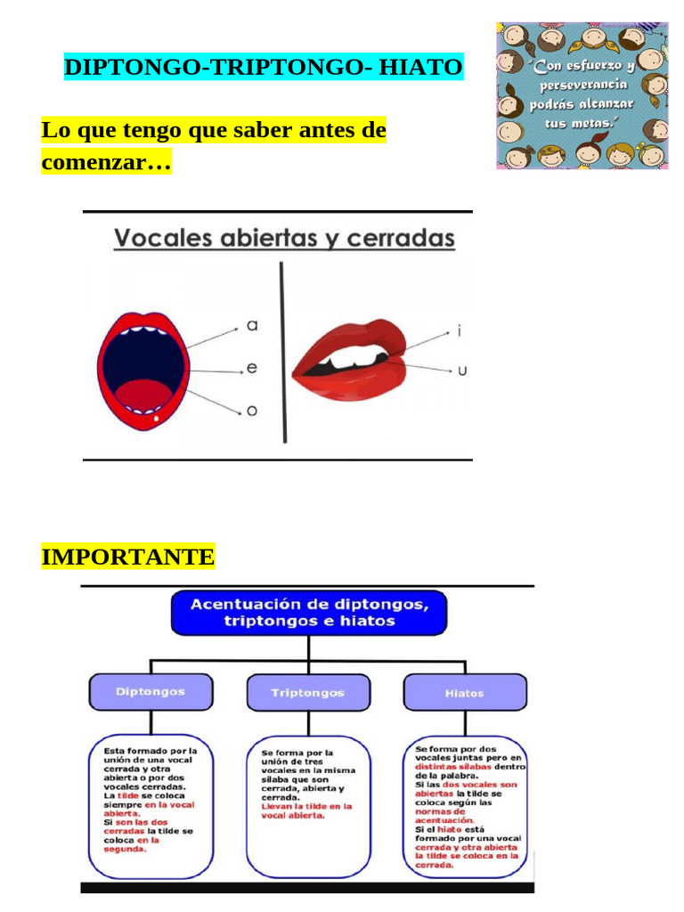 Diptongo, Triptongo y Hiato: Guía Práctica | PDF | Vocal | Sílaba