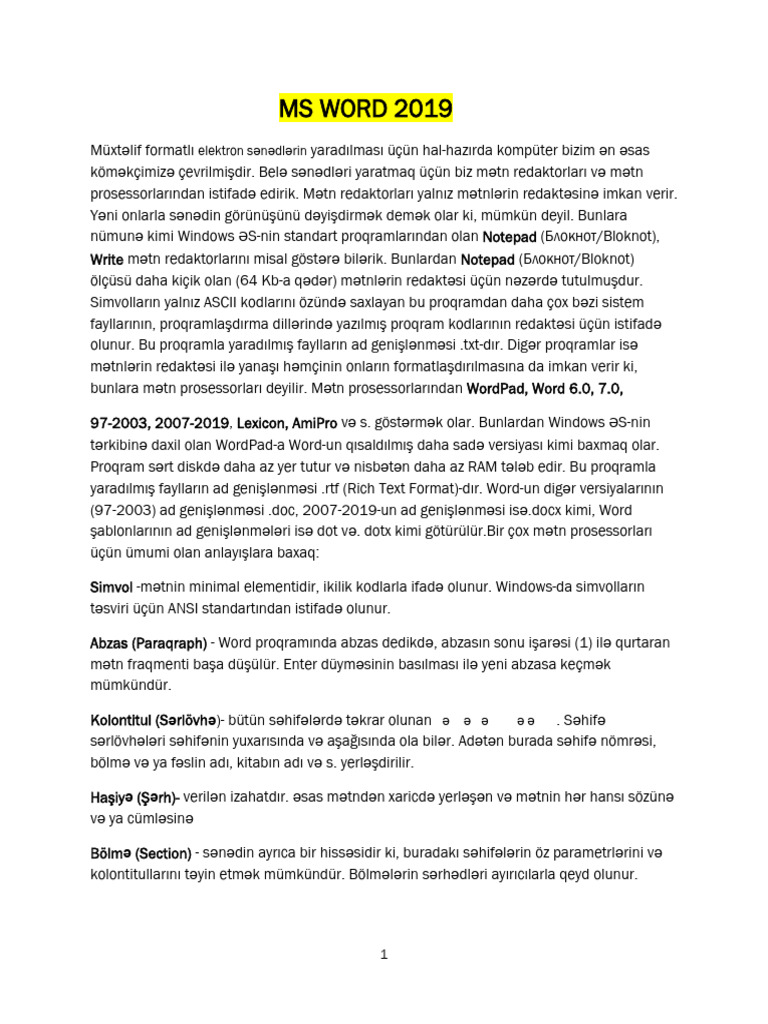 MS WORD 2019-1 | PDF