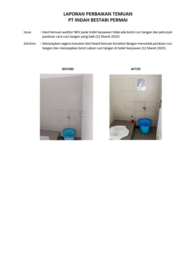 Perbaikan Toilet Karyawan PT Indah Bestari | PDF