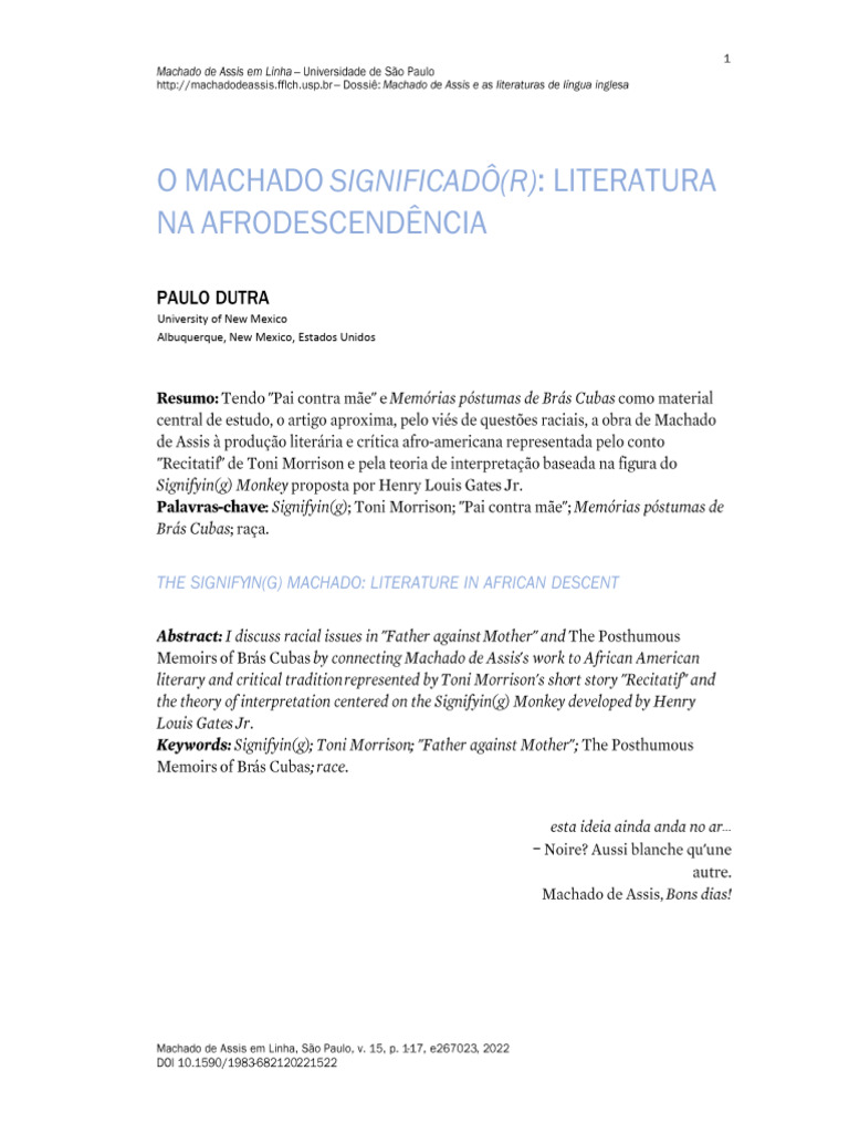Machado Significador - Paulo Dutra | PDF