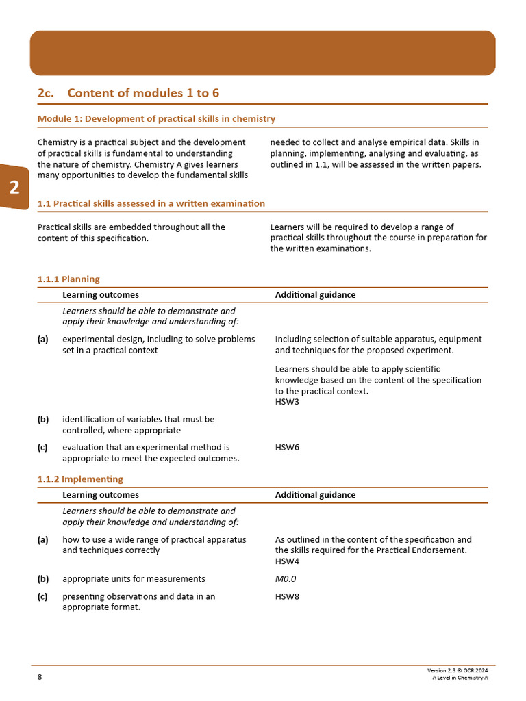 OCR A Level Chemistry A H432 Specification | PDF | Chemical Bond ...