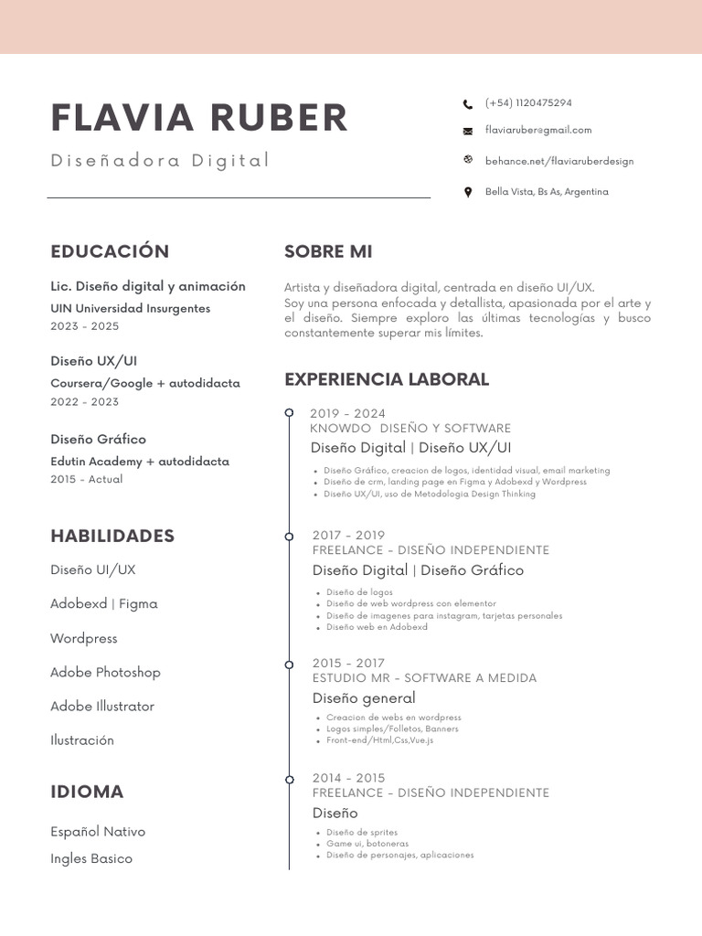 CV Flavia Ruber | PDF | Diseño gráfico | Desarrollo web
