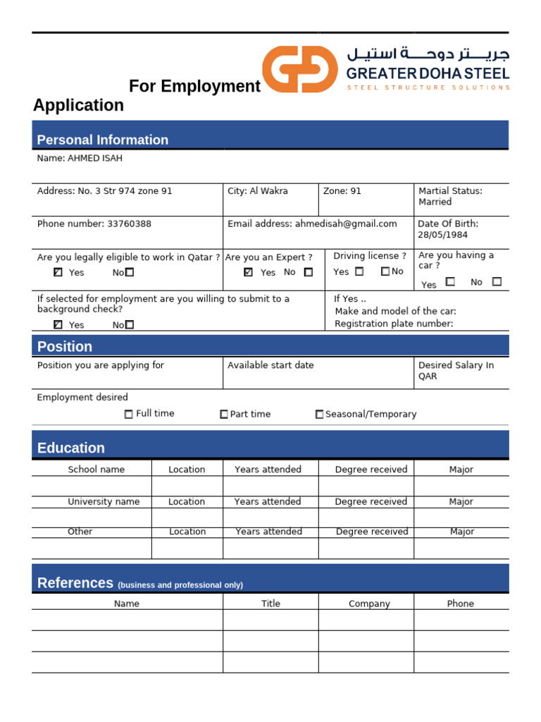 Application For Employment | PDF