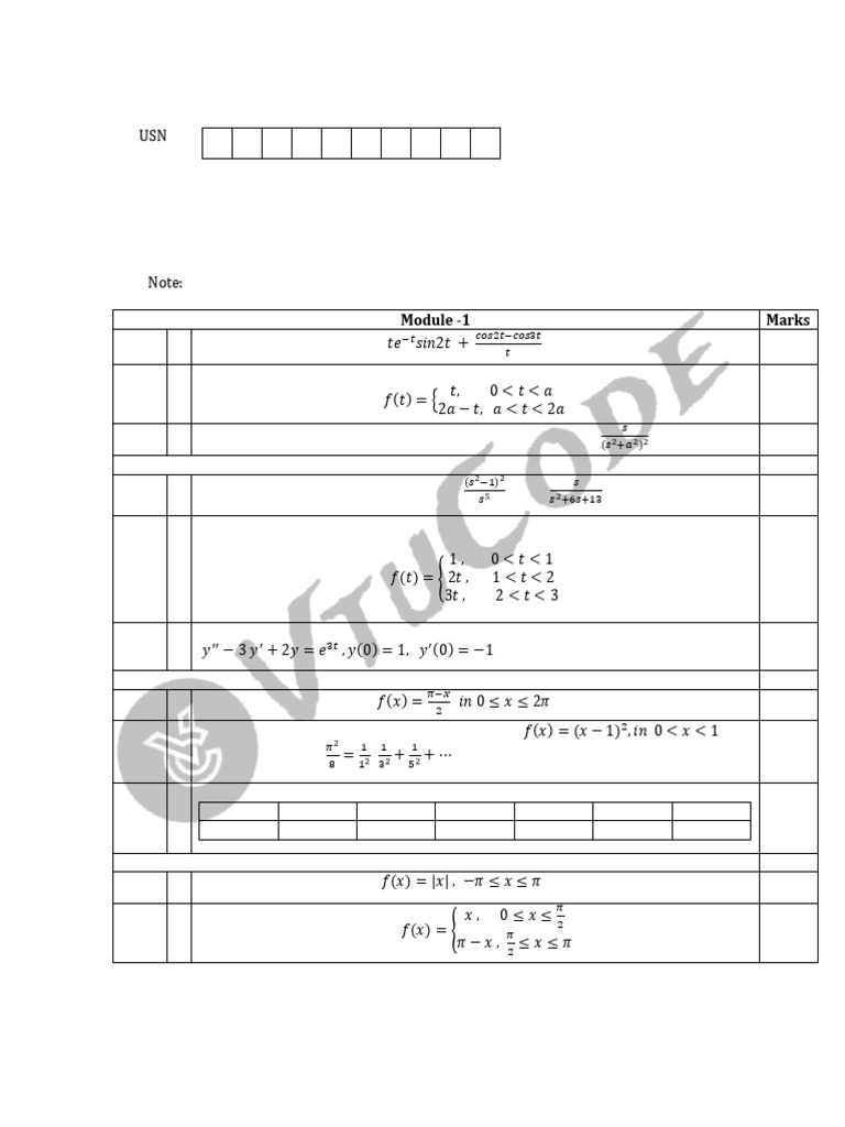 @vtucode - com-SET-1 and SET-2 Merged | PDF | Fourier Transform | Mathematics