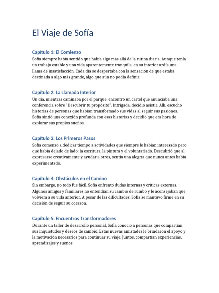 El - Viaje - de - Sofia Relato Motivacional El - Viaje - de - Sofia | PDF
