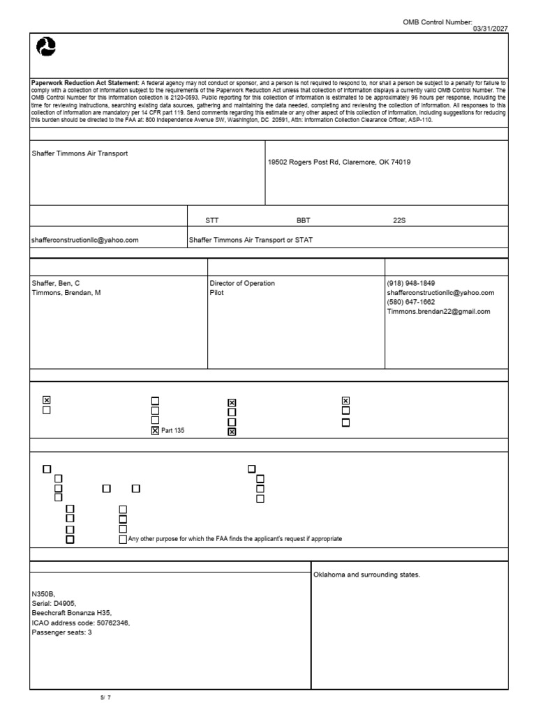 Faa Form 8400-6 Updated Omb Exp-Finished | PDF | Aerospace | Aeronautics