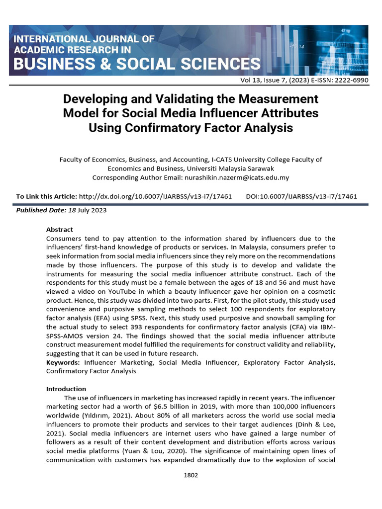 Developing and Validating The Measurement Model For Social Media ...