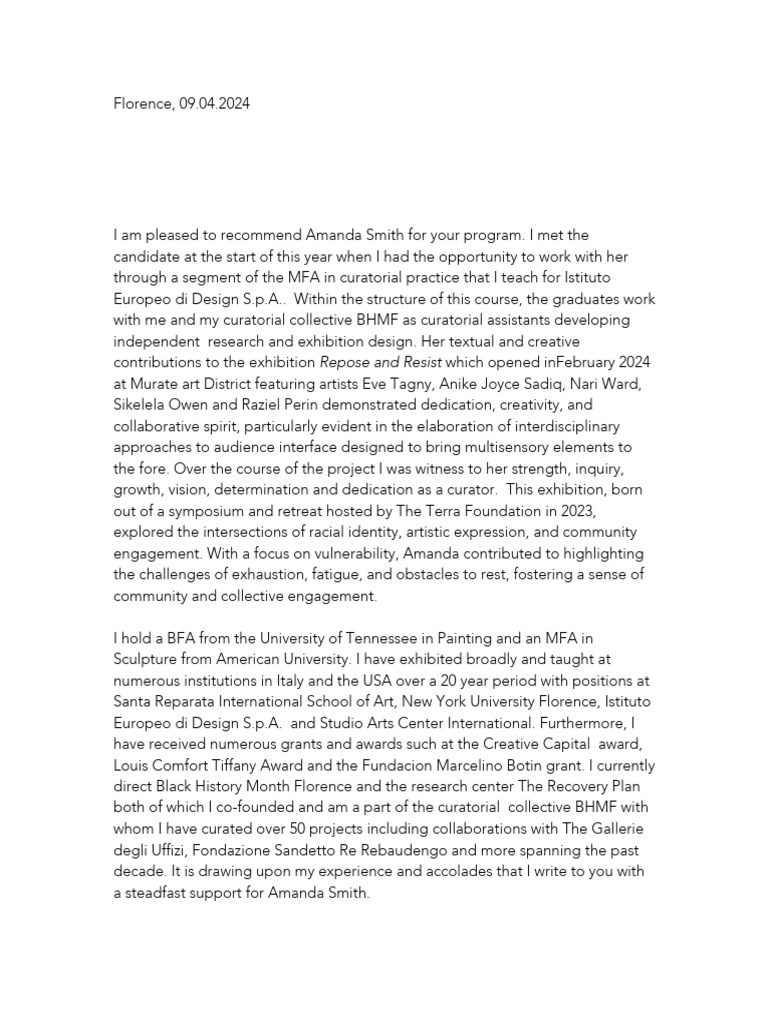 SRISA Letter Rec Amanda Smith | PDF | Cognition | Liberal Arts Education