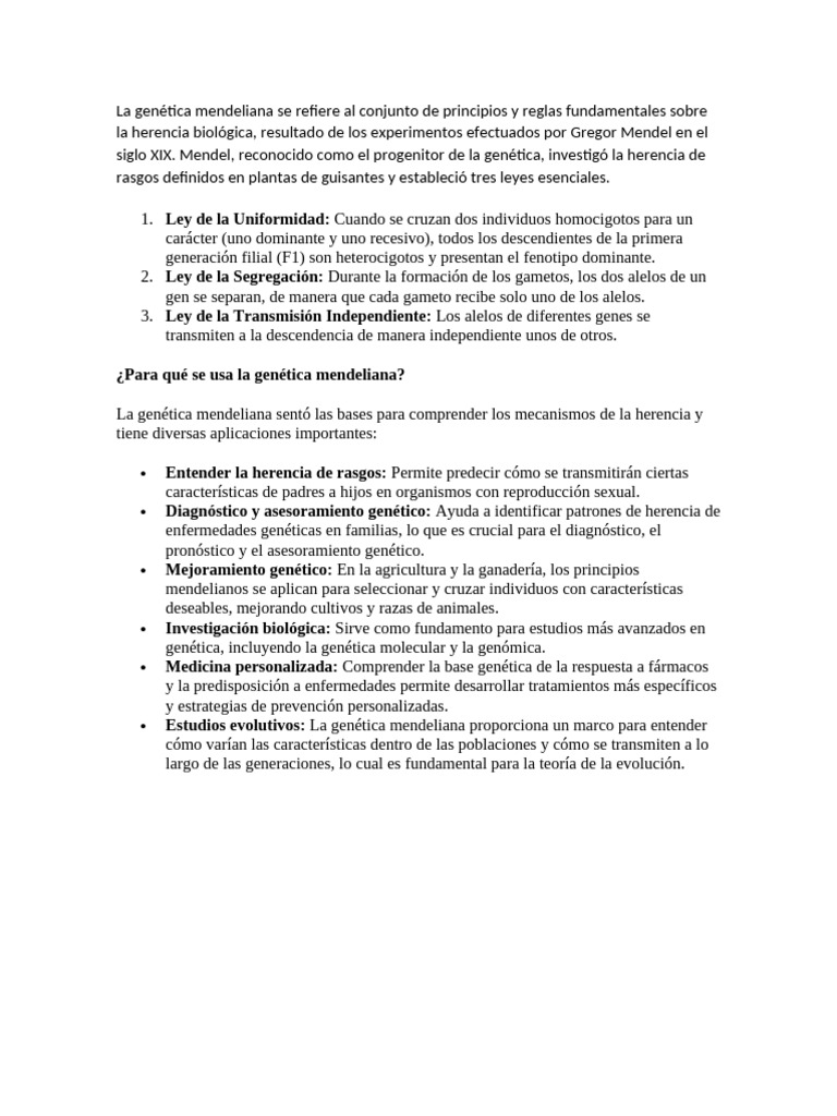 Principios de Genética Mendeliana | PDF