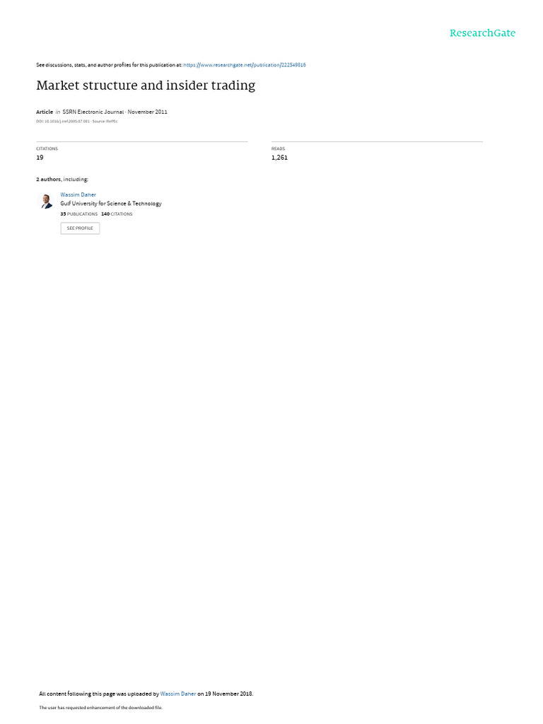 Market Structure and Insider Trading | PDF | Economic Equilibrium | Market (Economics)