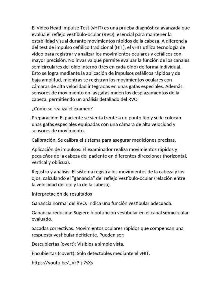 El Video Head Impulse Test Expo | PDF