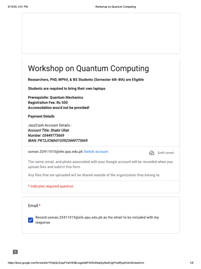 My Application For Workshop | PDF
