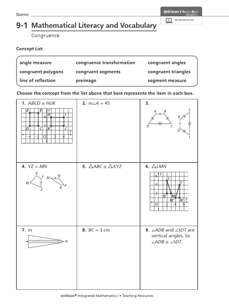 9-1 - Mathematical Literacy and Vocabulary PDF | PDF | Geometric Shapes ...