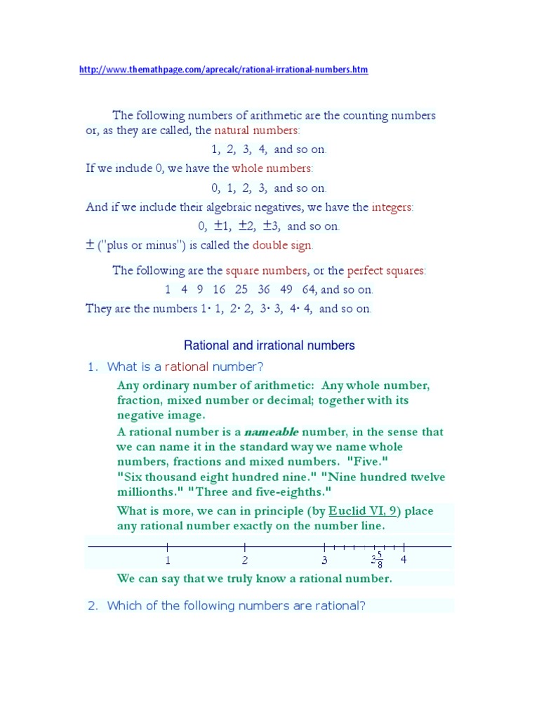 Rational and Irrational Numbers | PDF | Numbers | Fraction (Mathematics)