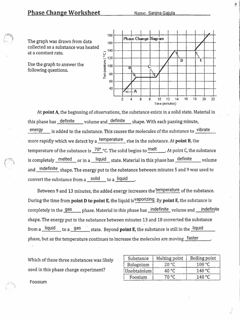 Phase Change Worksheet | PDF